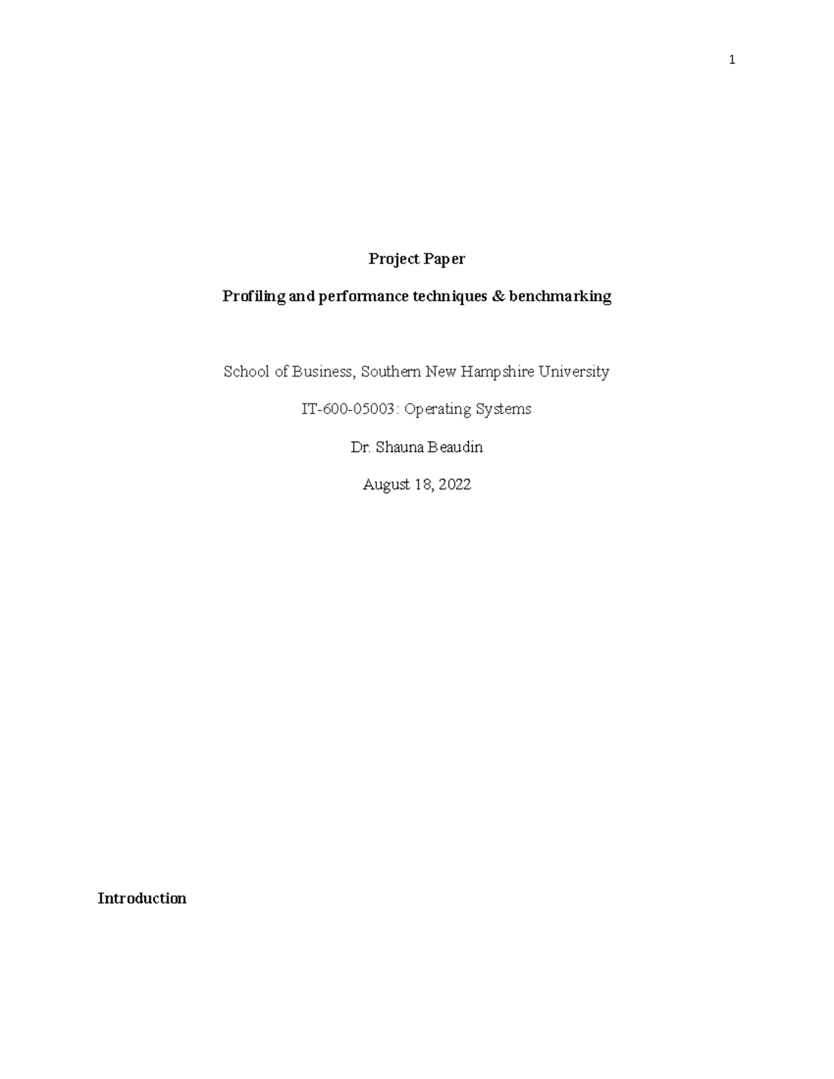 Final paper IT-600 - Project Paper Profiling and performance techniques ...