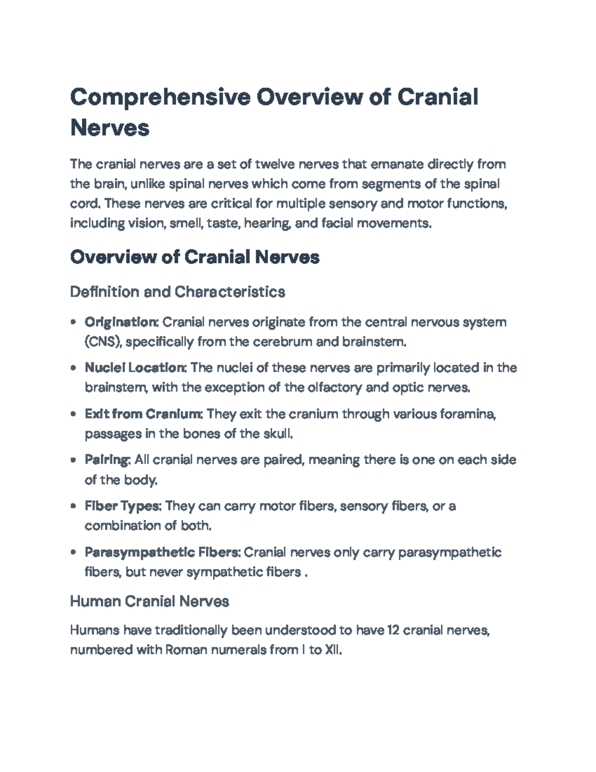 Cranial Nerves Study Guide: ANAT 101 Final Exam Overview & Mnemonics ...