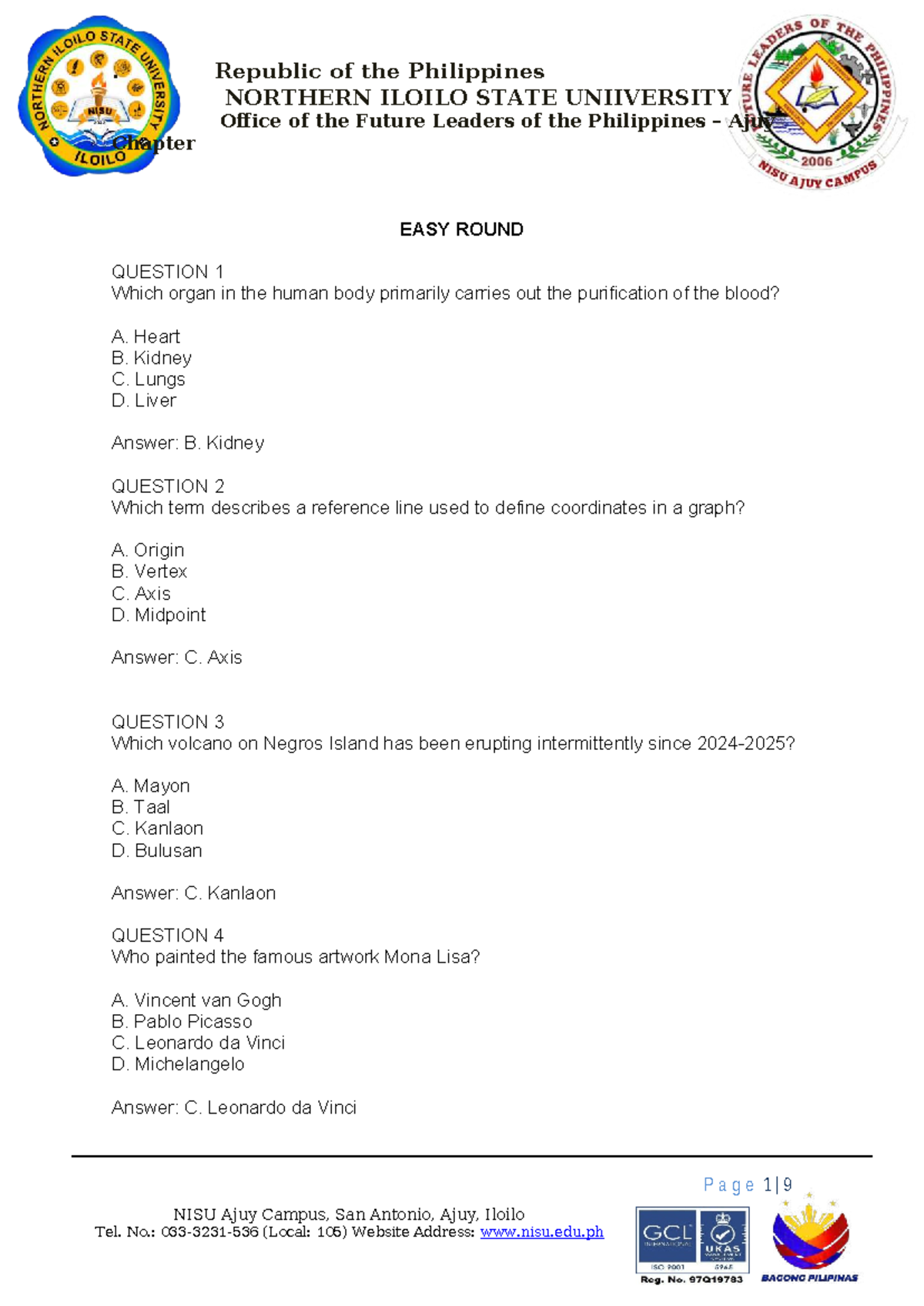 QUIZ - Learning Kit for NISU Ajuy Campus Students - Studocu