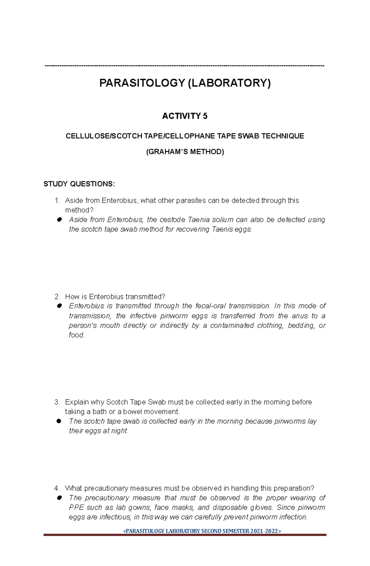 Parasitology- Scotch TAPE SWAB Technique OR Graham;S Method- Medlabsci ...