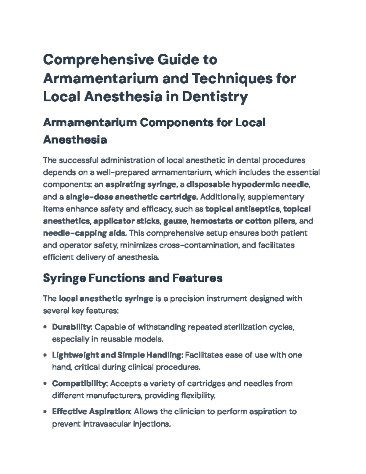 Maxillary and Mandibular Injections Techniques (DENT 101) - Studocu