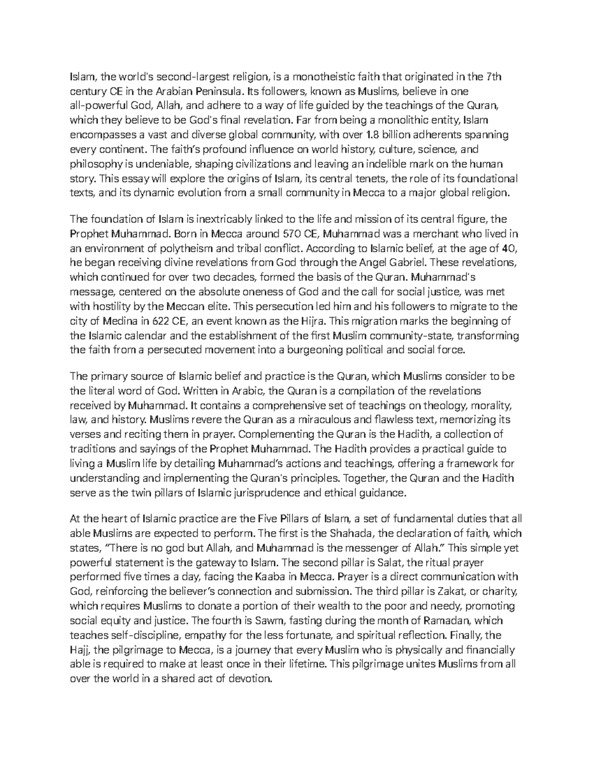 Islam: Foundations, Beliefs, and Practices Explained - Studocu