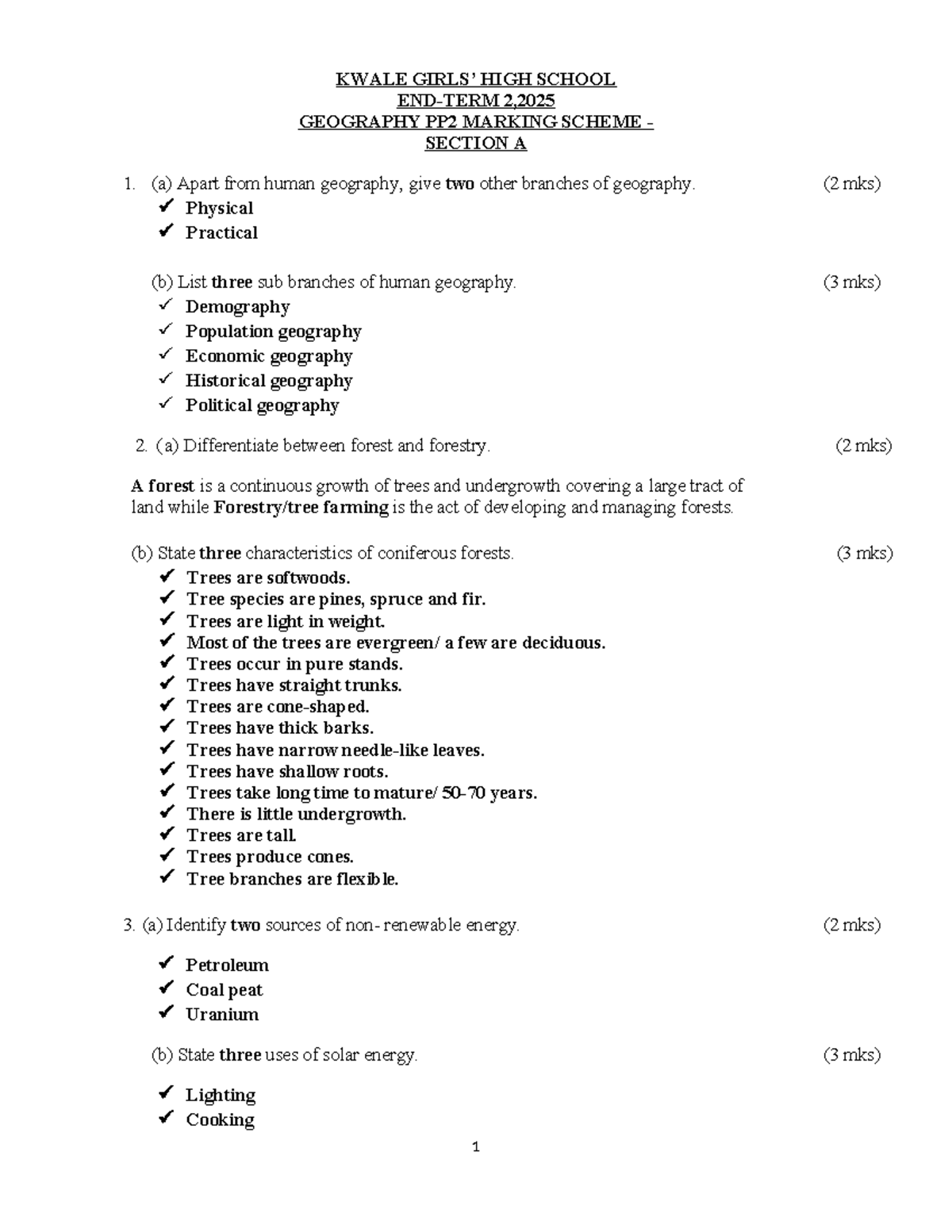 GEO HAWK 2025 GEOGRAPHY PP2 MARKING SCHEME - Studocu
