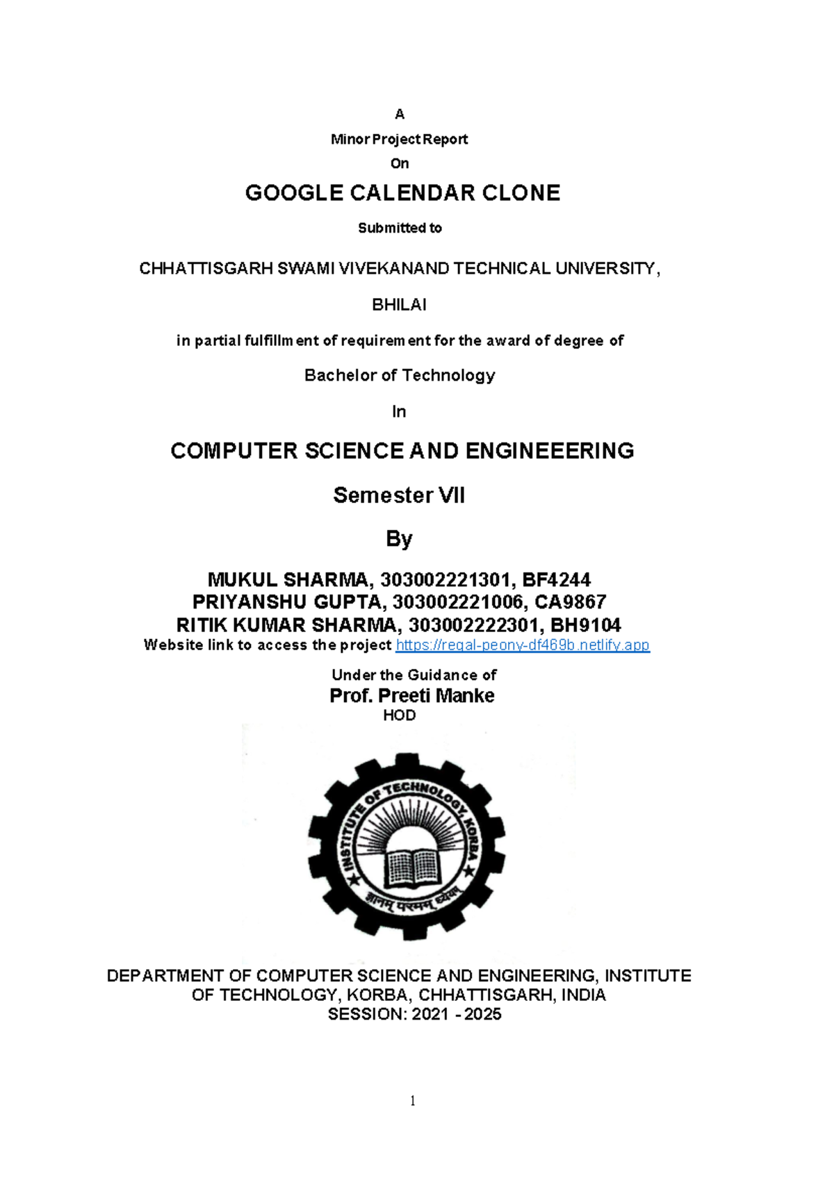 Google Calendar Clone - Hii - A Minor Project Report On GOOGLE CALENDAR ...