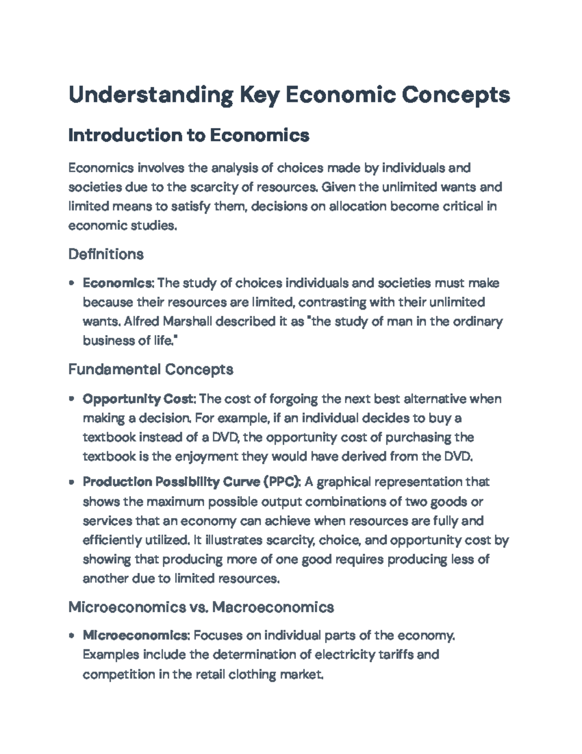 Understanding Key Economic Concepts: Scarcity, Opportunity Cost, and ...