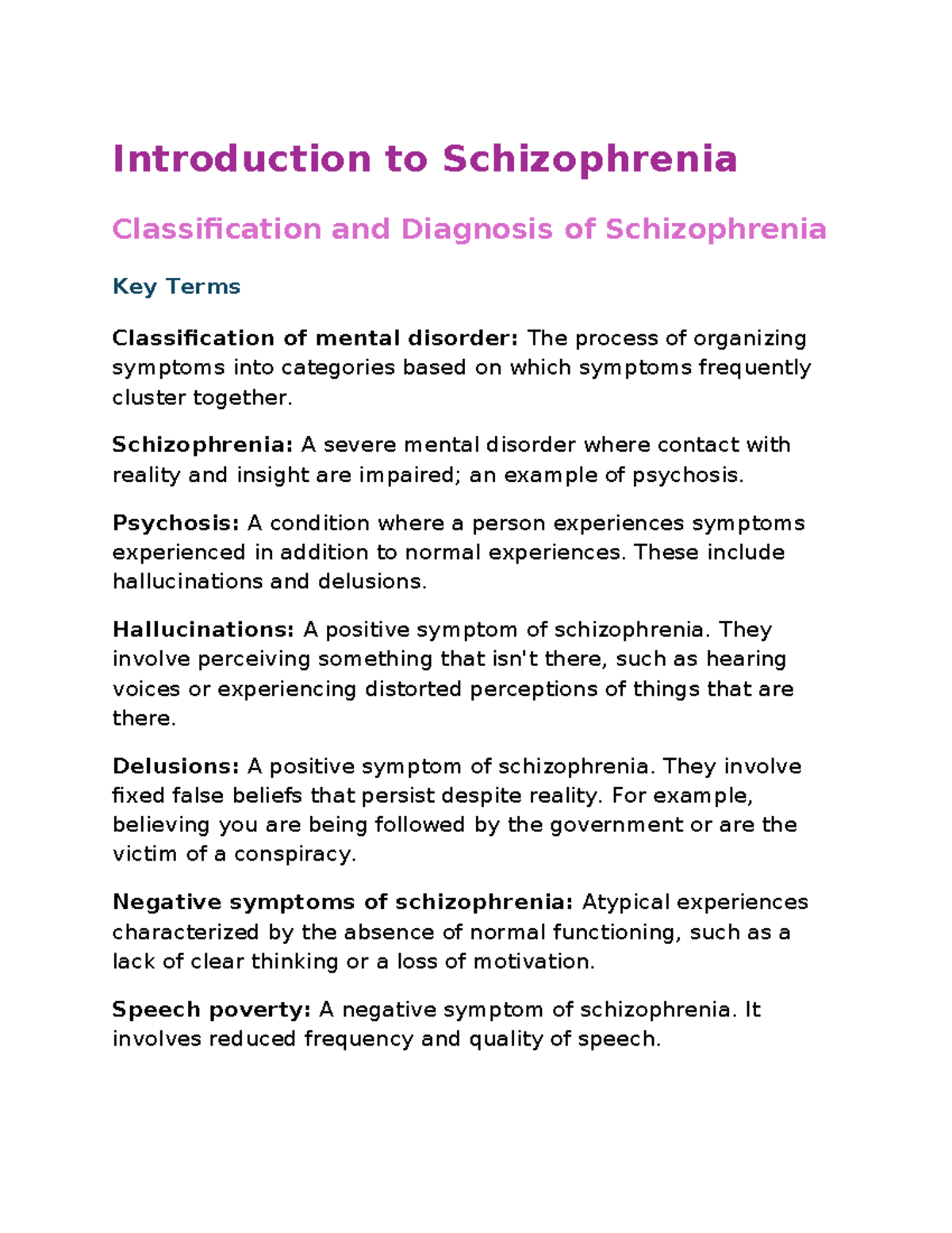 Schizophrenia: Classification, Diagnosis, and Key Concepts (Psych 101 ...