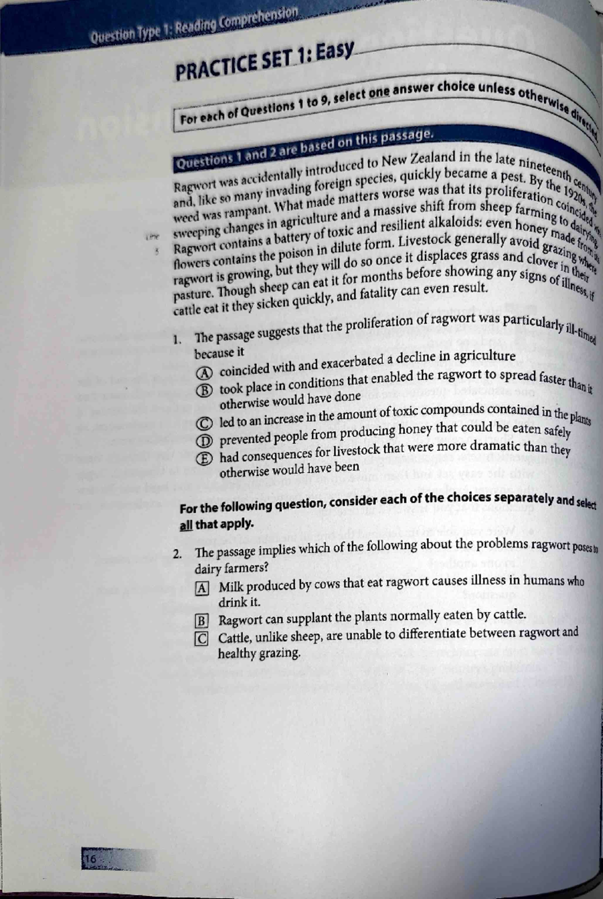 GRE Verbal Reading Comprehension PRACTICE SET 1: Easy - Studocu