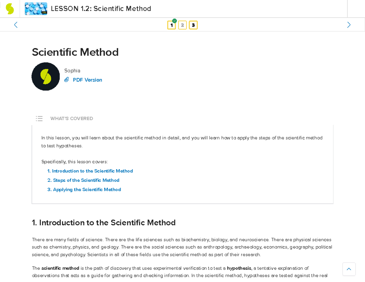 CHEM 101 Lesson 1.2: Introduction to the Scientific Method Lab - Studocu