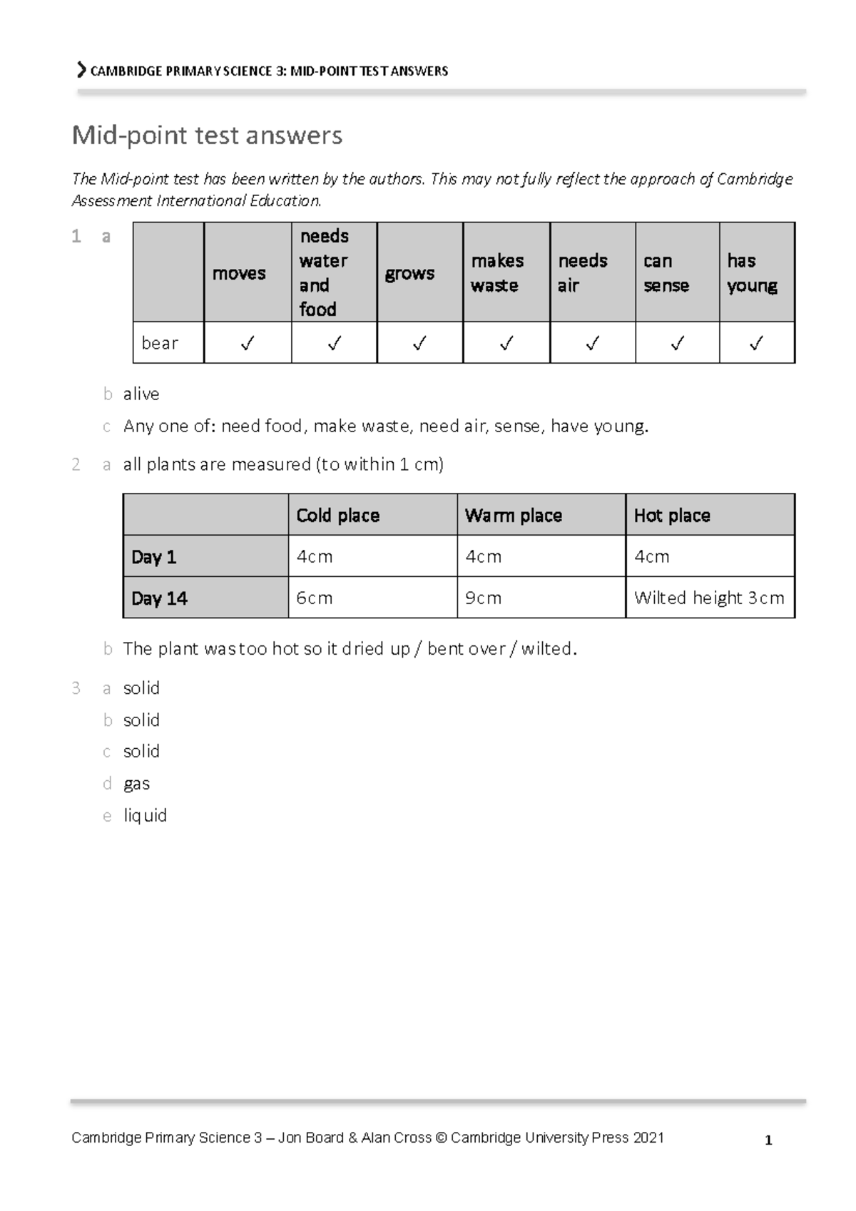 P Science 3 Mid-Point Test Answers and Explanations - Studocu