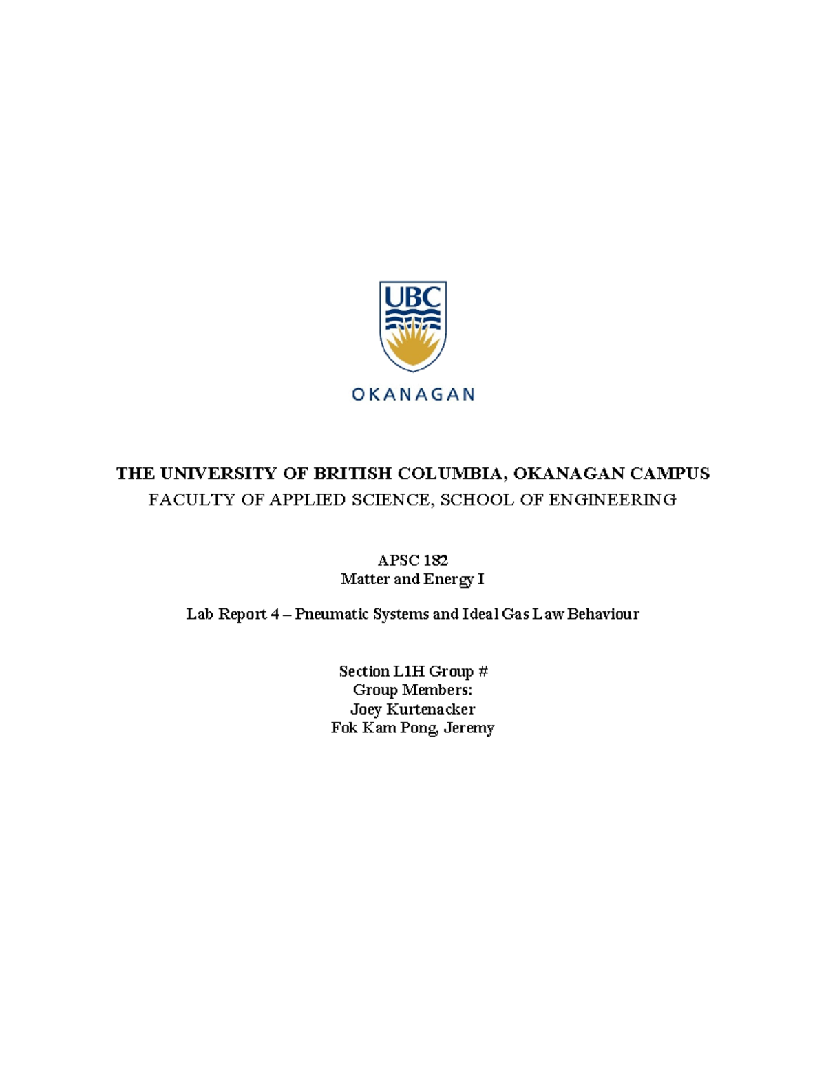Lab Report 4 - Pneumatic Systems and Ideal Gas Law Behavior - THE ...