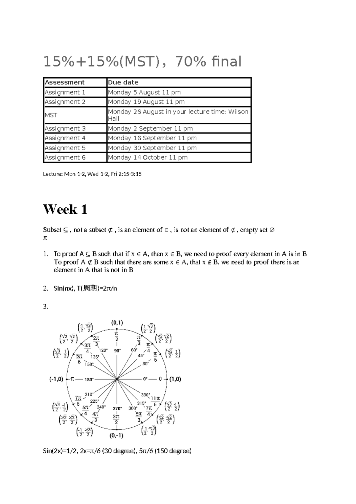 Calculus 1 - notes for mast10006 - 15%+15%(MST)，70% final Assessment ...