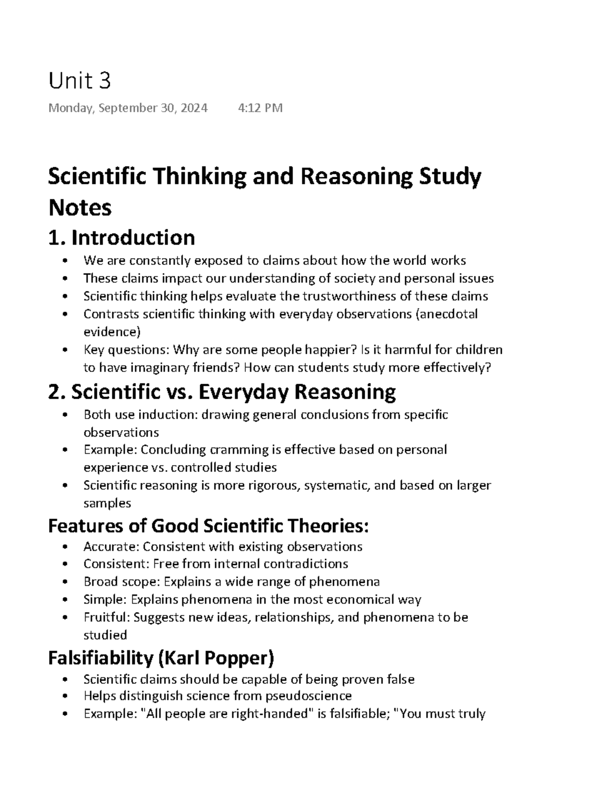 Unit 3 - Scientific Thinking and Reasoning Study Notes - Studocu