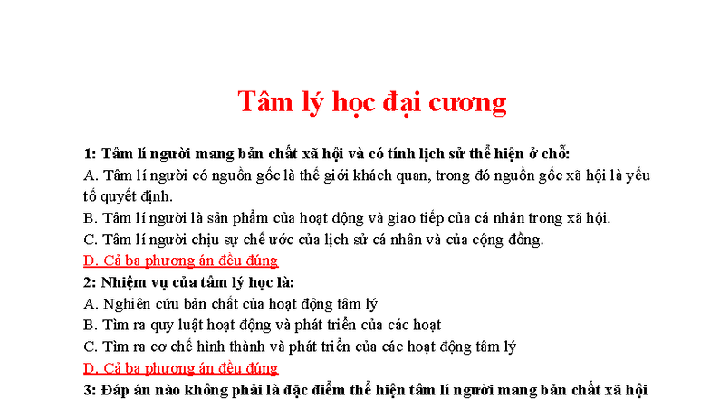 Tâm lý học - ghui - Tâm lý học đại cương 1: Tâm lí người mang bản chất ...