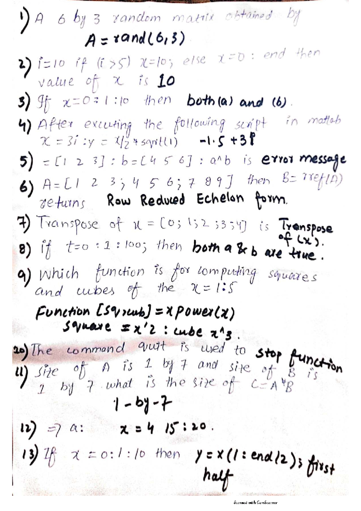 Matlab Key Concepts and Functions for Course Q é Afl :3 - Studocu