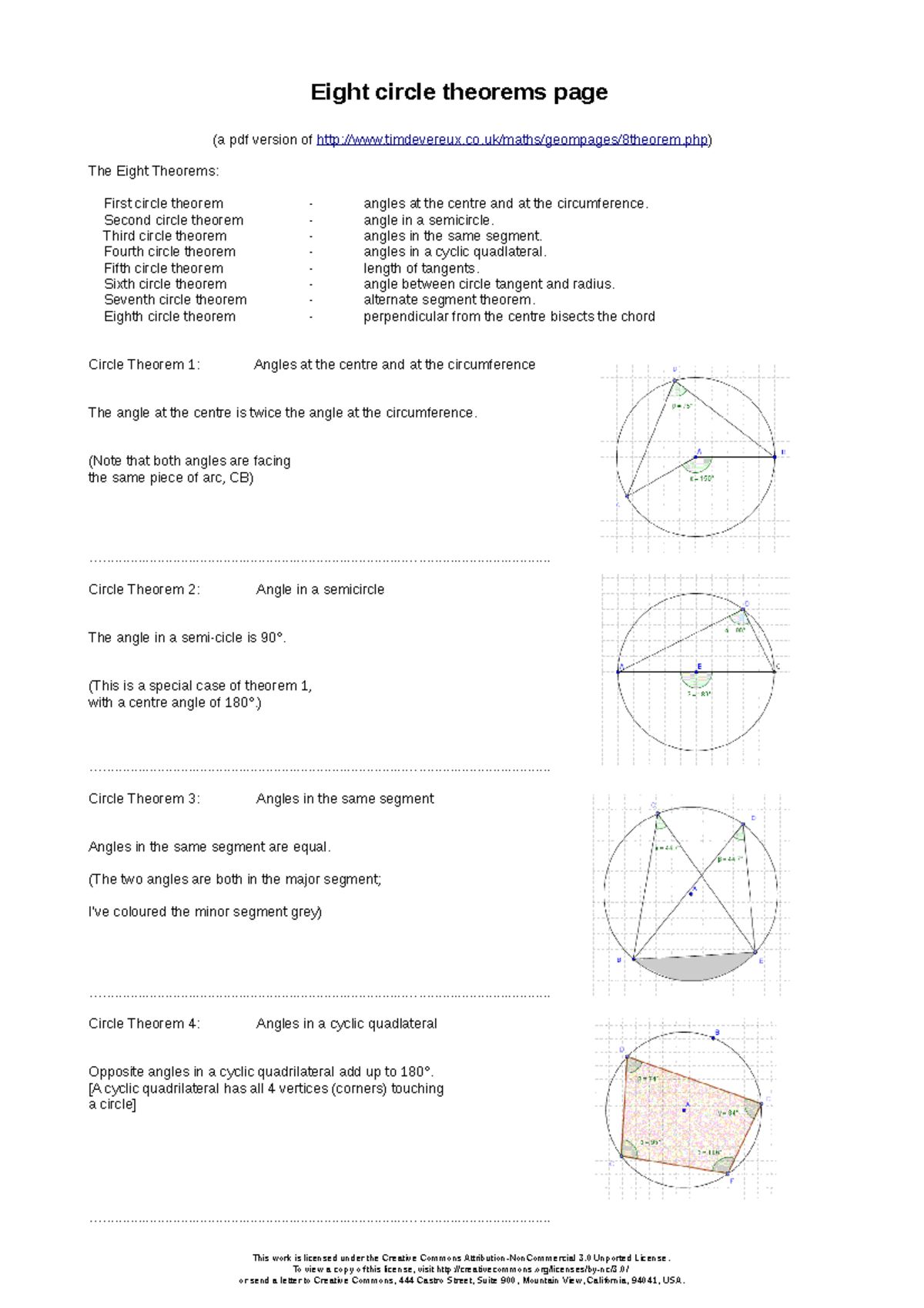 8theorem - gr 8 maths - Eight circle theorems page (a pdf version of - Studocu