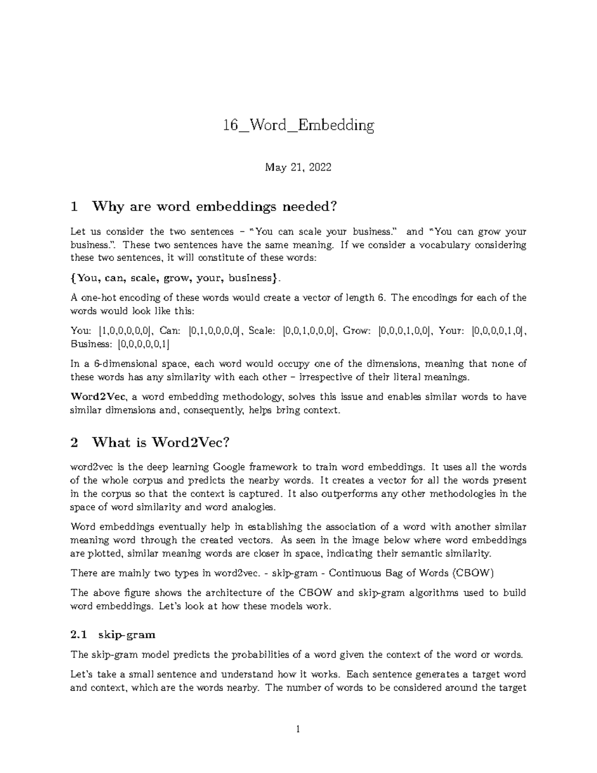 16_Word_Embedding: Understanding Word2Vec and CBOW Techniques - Studocu