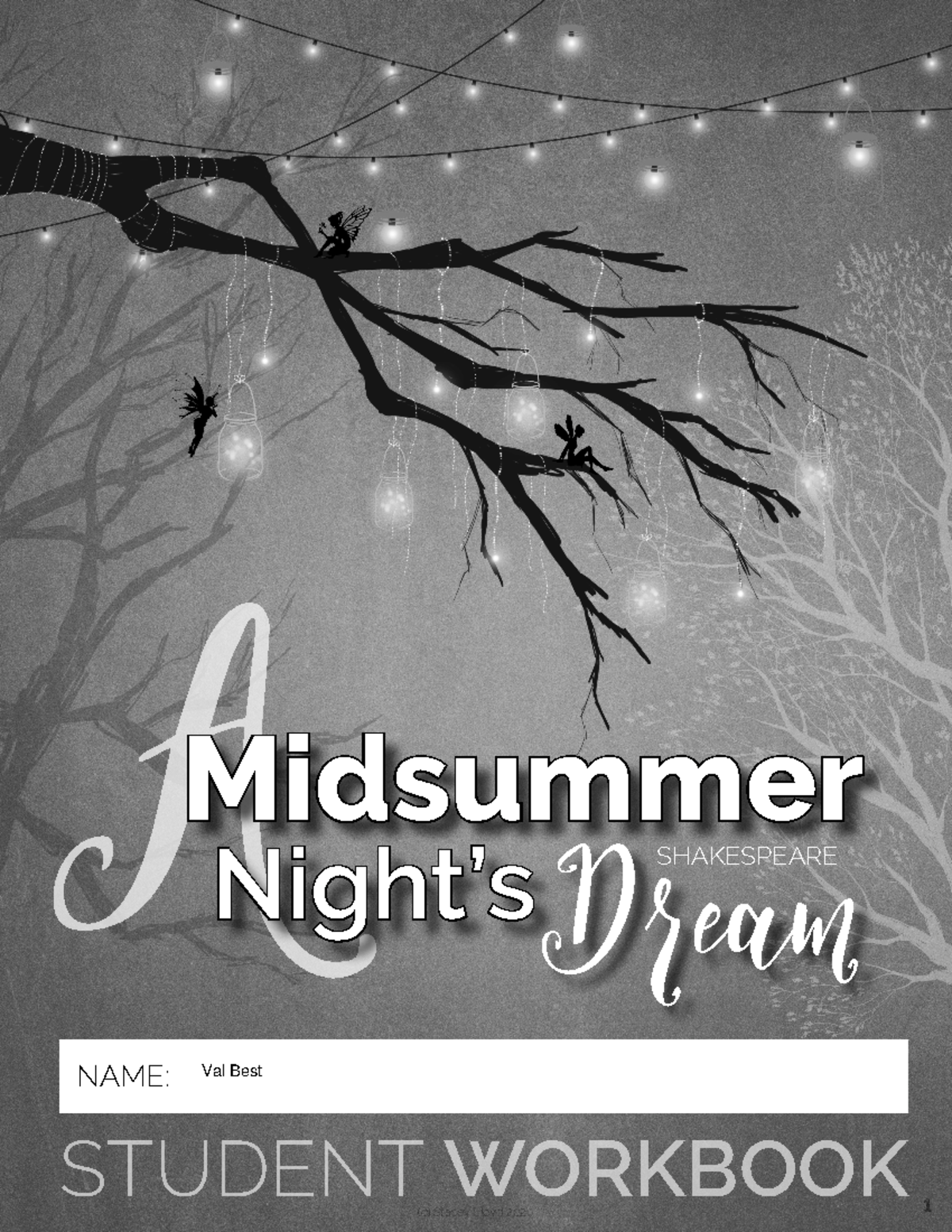 Shakespeare Study Guide: A Midsummer Night's Dream Workbook (ENG 101 ...