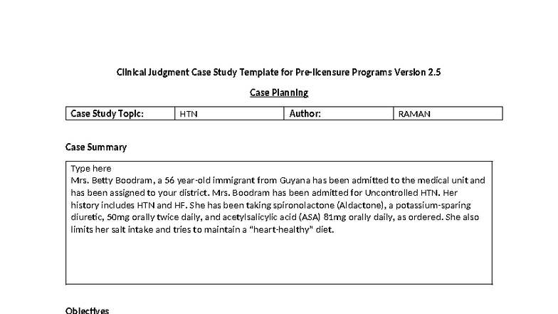 NU 389 Clinical Judgment Case Study: Uncontrolled HTN Analysis - Studocu