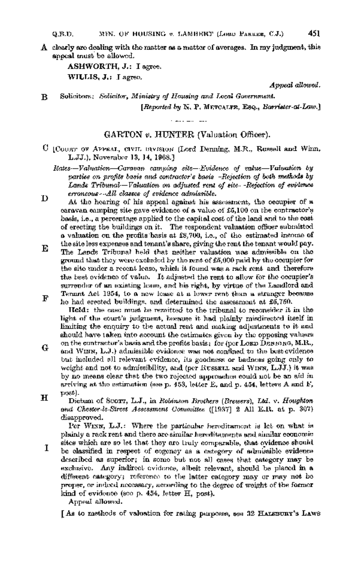 Garton v Hunter (Valuation Officer) Case Study Analysis [1969] - Studocu