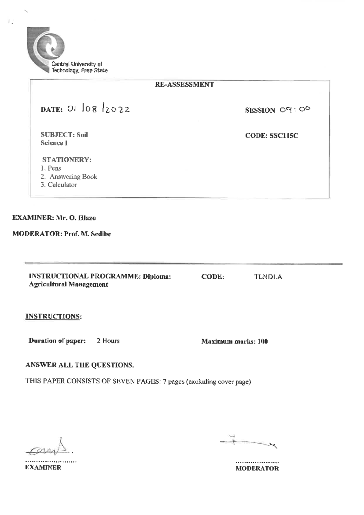 SSC115C Final Exam: Soil Science I Re-assessment - Studocu