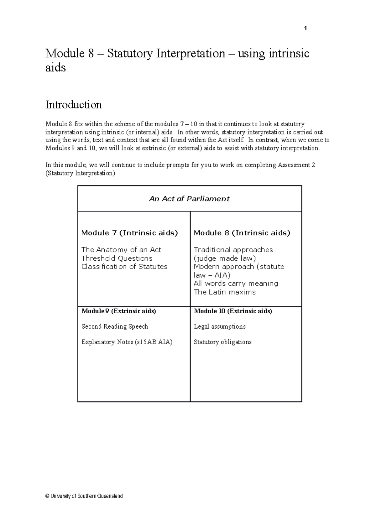 Module 08 - Intrinsic Aids in Statutory Interpretation - Studocu
