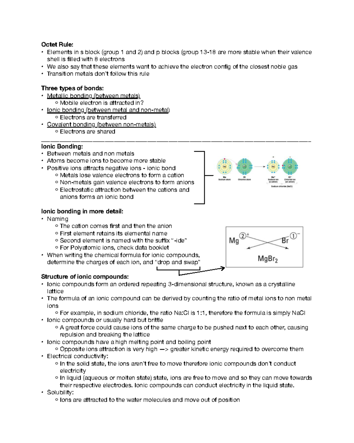 Bonding Concepts: Ionic, Metallic, and Covalent Bonds Explained - Studocu
