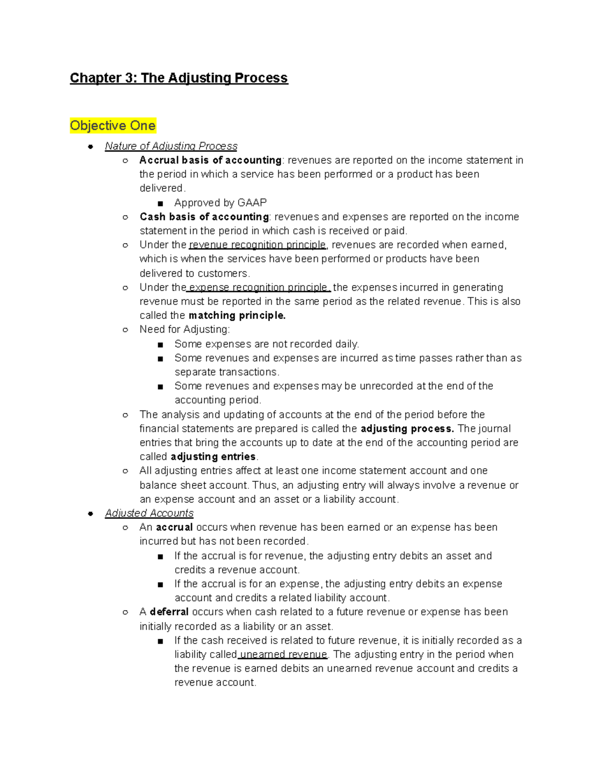 Study Guide: ACC 101 Chapter 3 - Adjusting Process for Exam 1 - Studocu