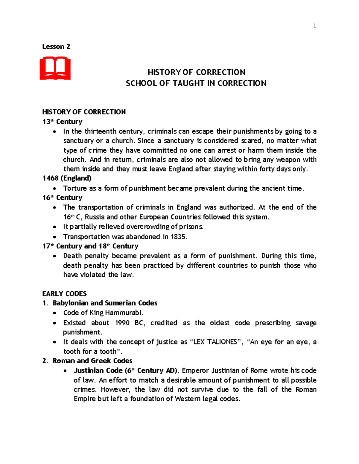 History of correction school of taught in correction - Lesson 2 HISTORY ...