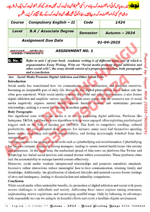 AIOU English-2 1424 PAST Papers - AIOU ENGLISH- COURSE CODE 1424 PAST PAPERS NAVEED HUSSAIN ...