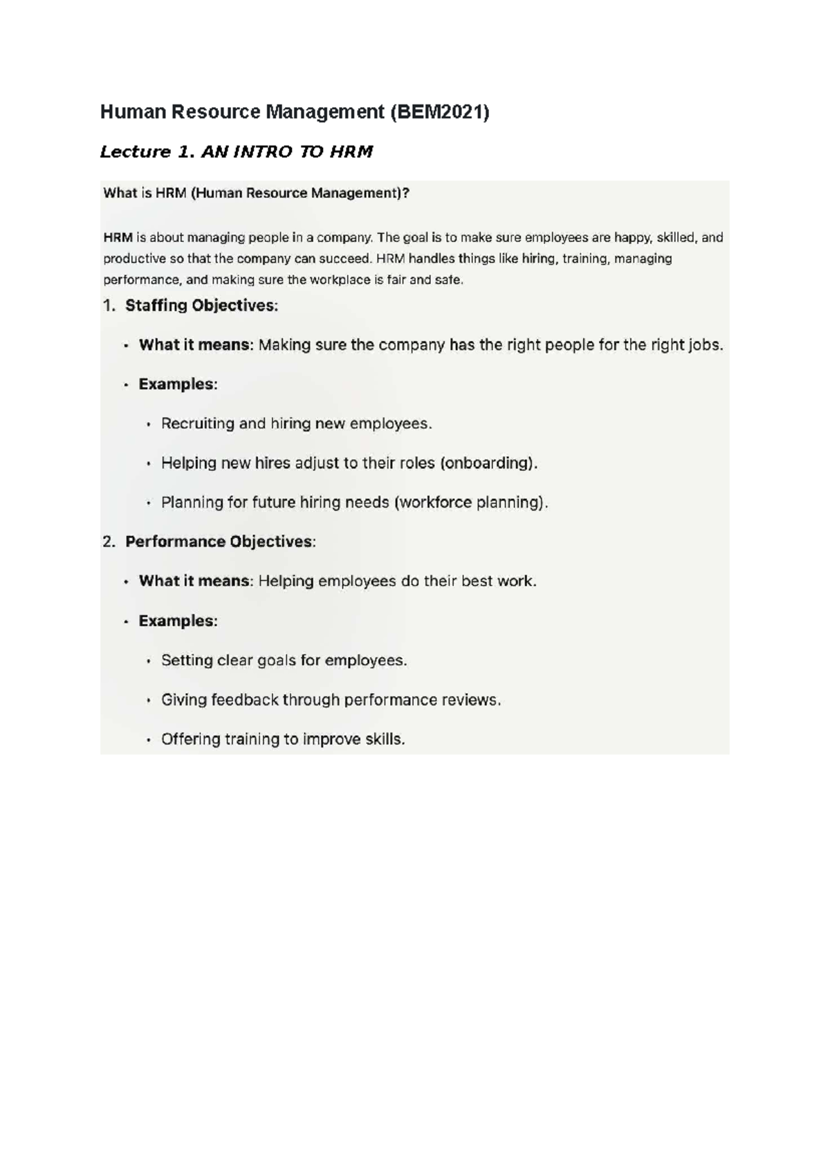 Human Resource Management (BEM2021) Lecture Overview and Key Concepts ...