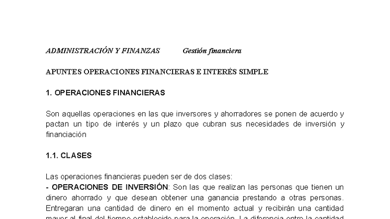 APUNTES ADMINISTRACIÓN Y FINANZAS: INTERÉS SIMPLE y OPERACIONES ...