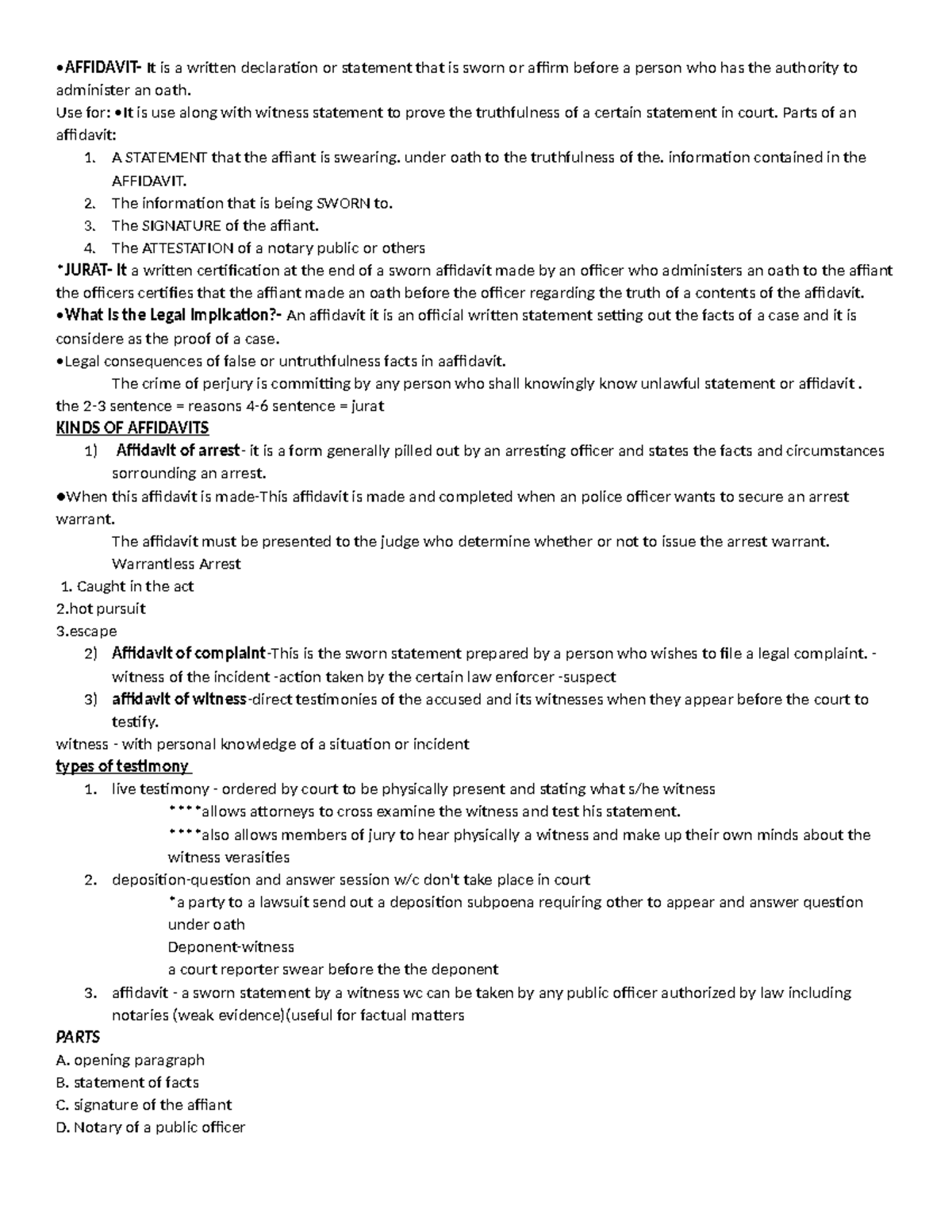 Affidavit Overview: Key Components and Types Explained - Studocu