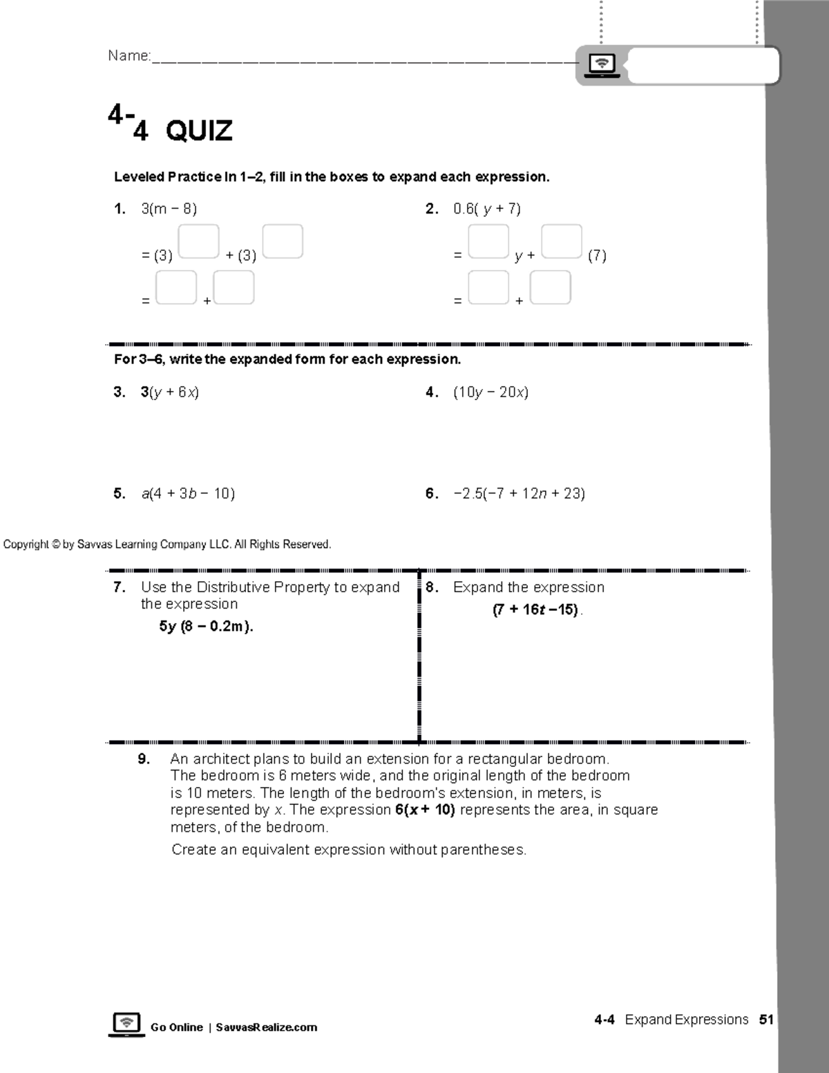 4-4 Quiz - Expanding Expressions Practice Guide - Studocu