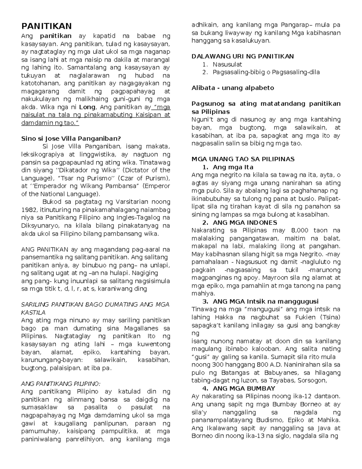 Panfil Midterms Reviewer - PANITIKAN Ang panitikan ay kapatid na babae ng kasaysayan. Ang ...