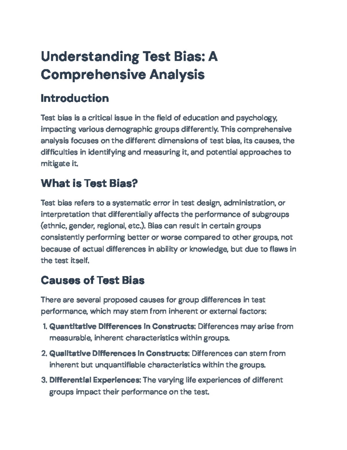 Understanding Test Bias: A Comprehensive Analysis of Educational Equity ...