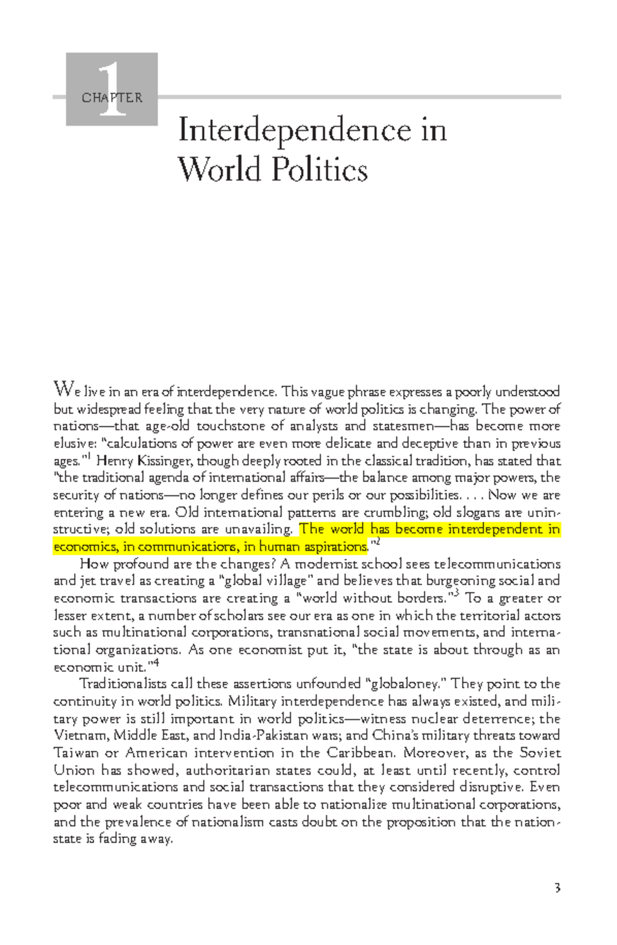 Interdependence in World Politics: Analysis Frameworks (POL 101) - Studocu
