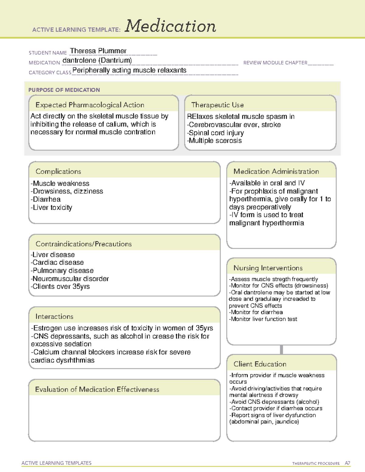 Dantrolene (Dantrium) - Active Learning Template for Therapeutic Use ...