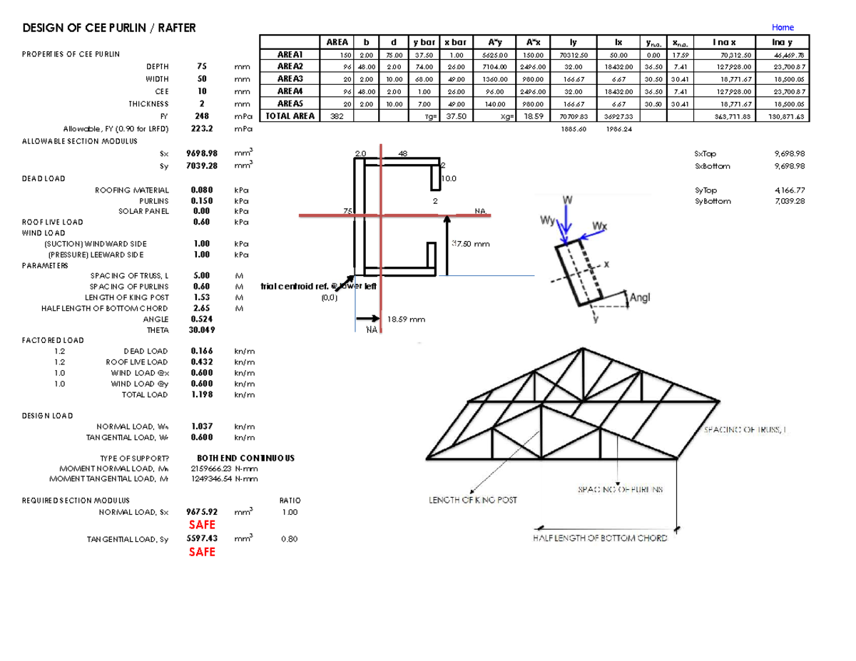CEE PURLIN RAFTER DESIGN & COMPUTATION (CEE 101) - Studocu