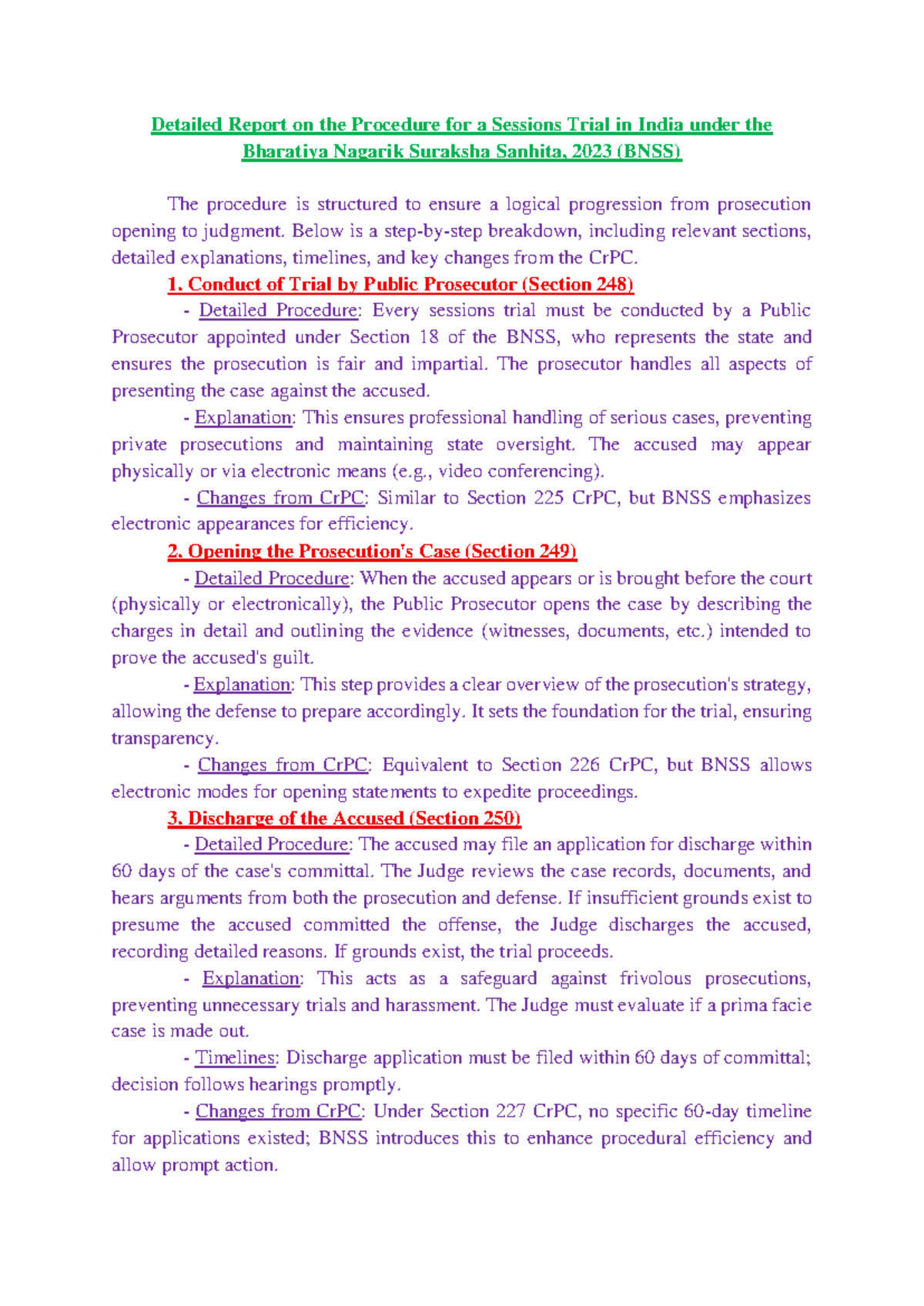 Procedure of Trial Before the Court of Session under BNSS 2023 - Studocu