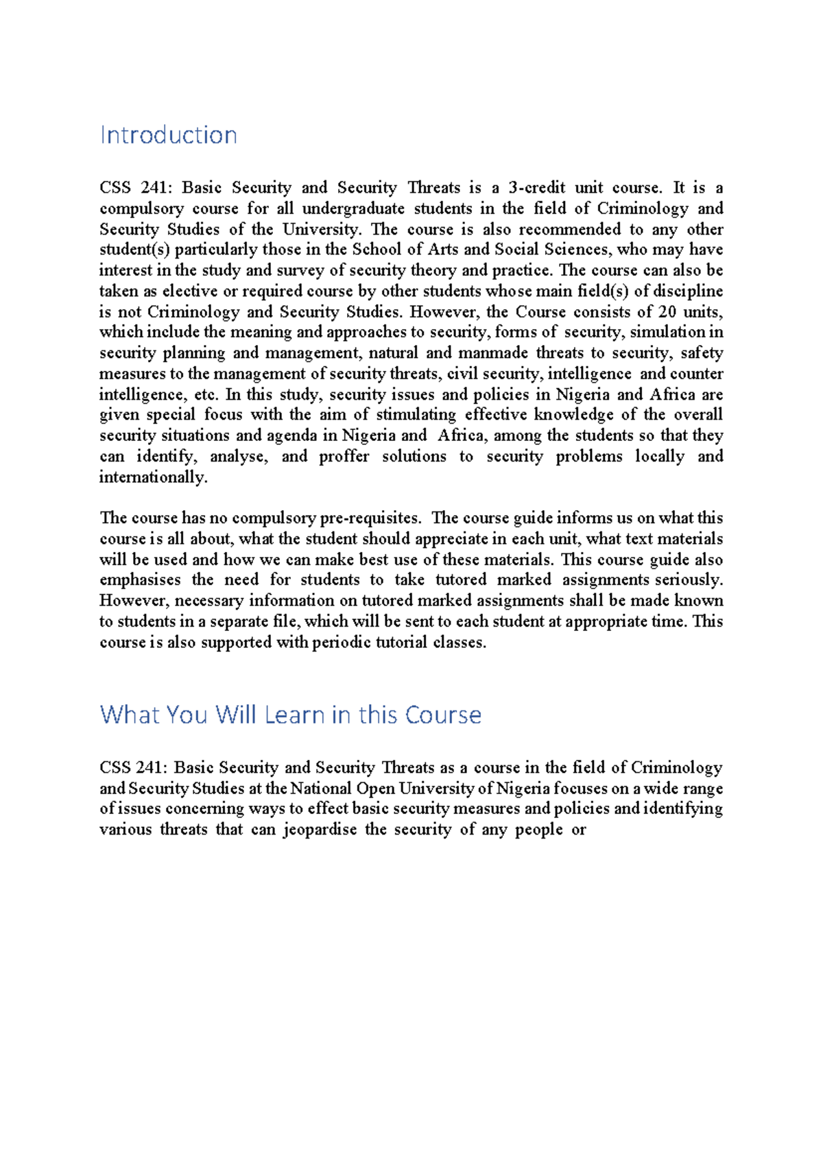 Introduction to CSS 241: Basic Security & Threats Overview - Studocu