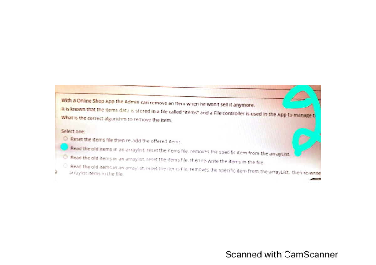 CENG325 Final Exam: Online Shop App Item Removal Algorithm - Studocu