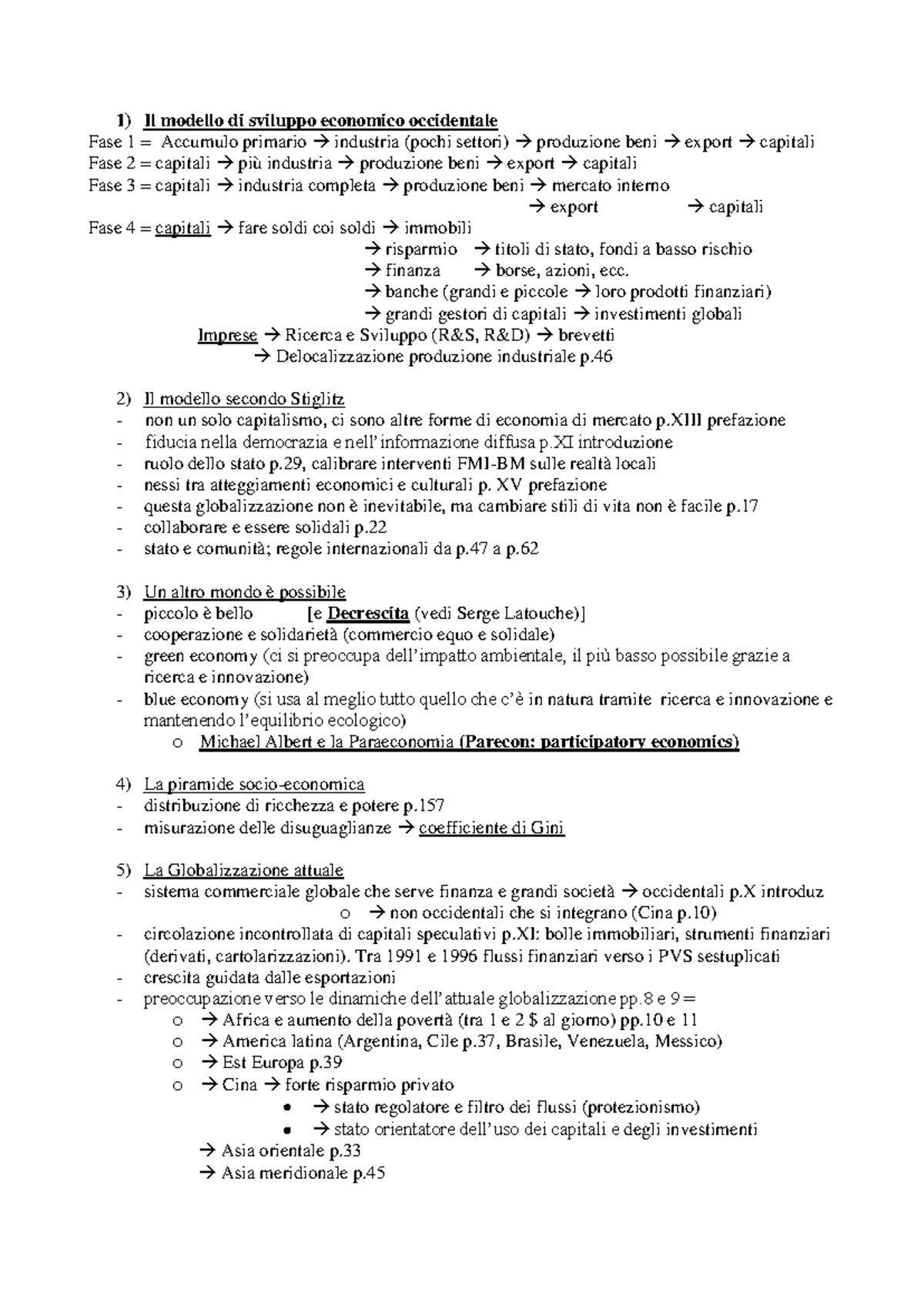 Schema Geografia economica e riferimenti a libro Stiglitz - Il modello ...