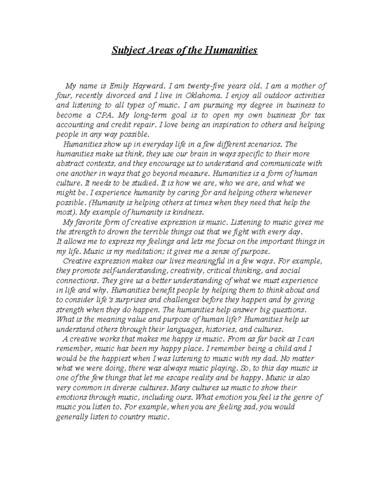 Understanding Subject Areas in the Humanities: A Personal Reflection ...