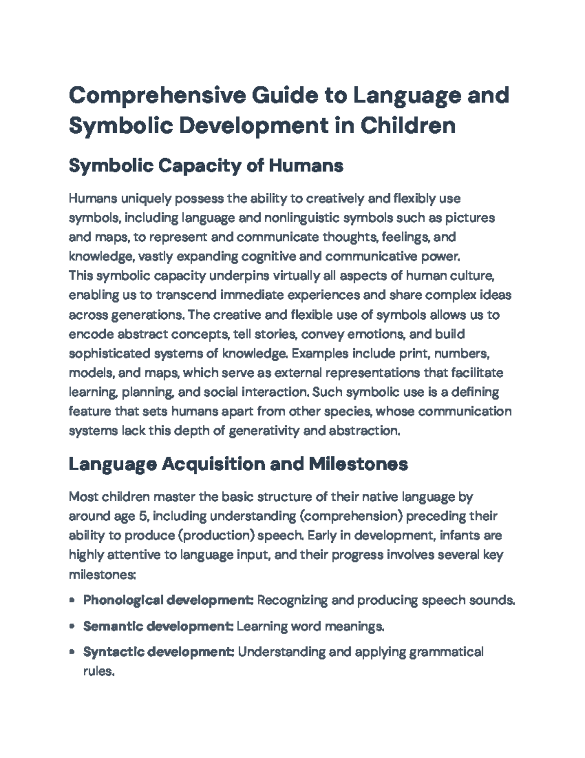Comprehensive Overview of Language & Symbolic Development in Children ...