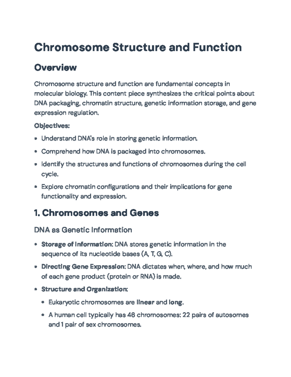 Chromosome Structure and Function: Key Concepts in Molecular Biology ...