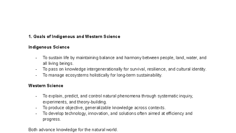 Life Sci 2A03 Tut - Pre-Tutorial Notes on Indigenous & Western Science ...