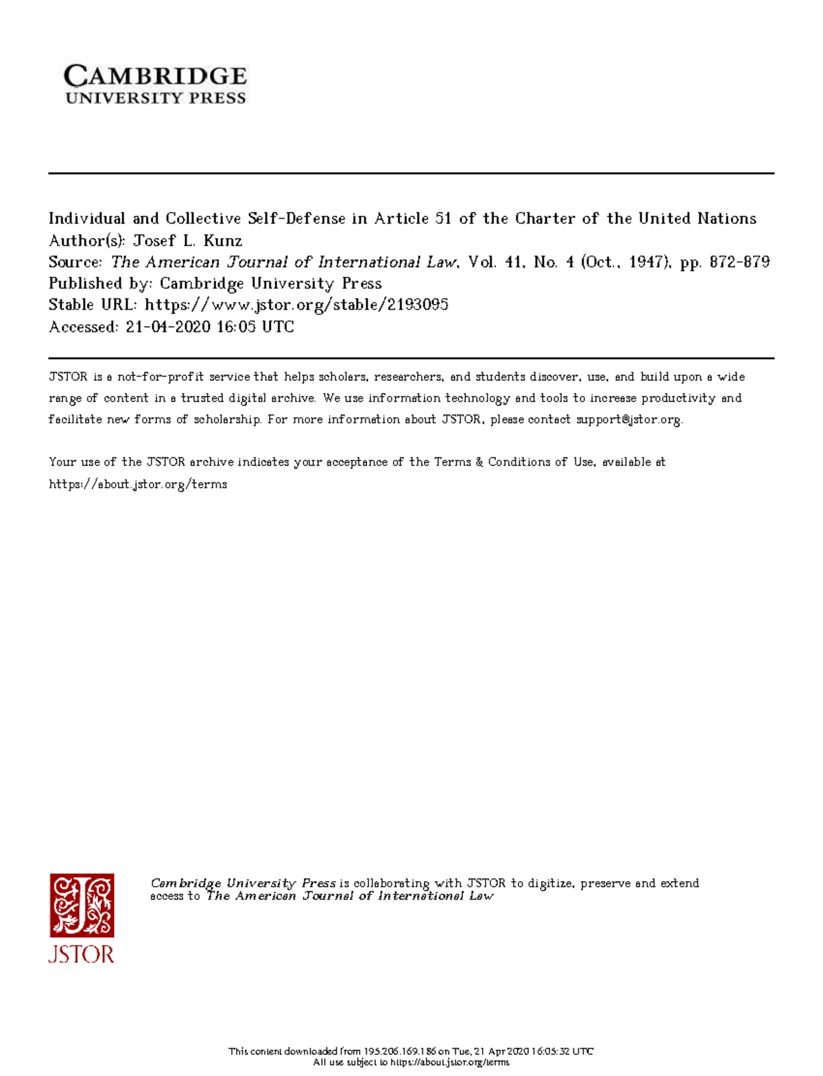 Individual and Collective Self-Defense in Article 51 of the Charter of ...