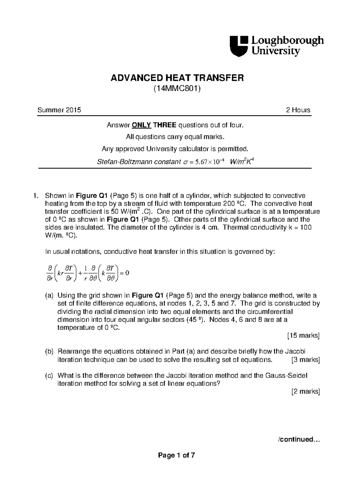 Final Exam Questions for Advanced Heat Transfer (14MMC801) - Studocu