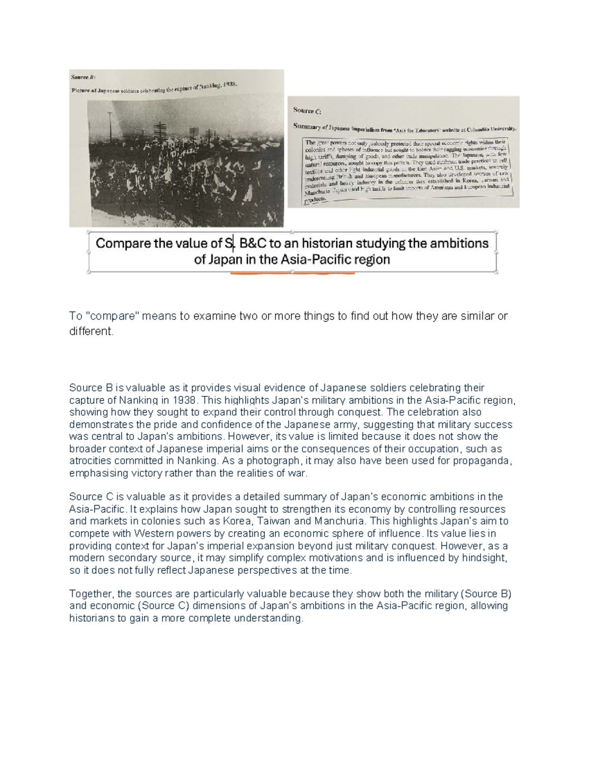 Modern History Source Analysis: Military & Economic Ambitions - Studocu