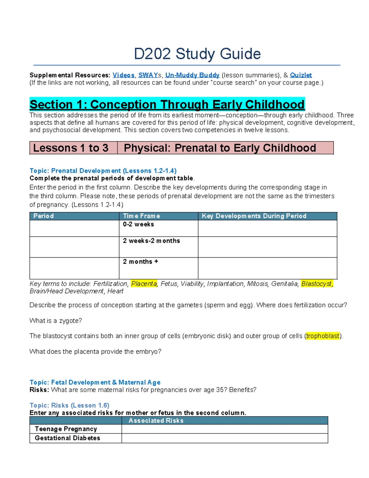 Human Growth & Development D202: Comprehensive Study Guide & Resources ...